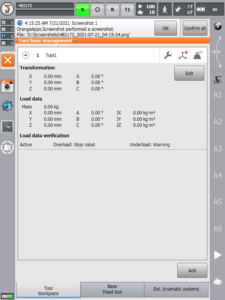 Configuring the tool load on a Kuka robot | Camerabotics